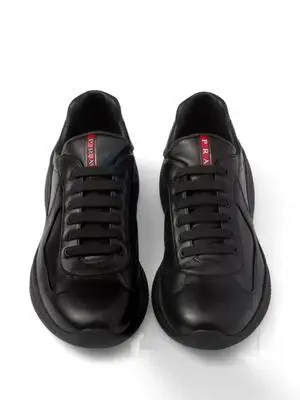 Prada America's Cup Smooth Grain Leather Sneakers - Black