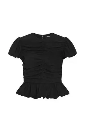ROTATE BY BIRGER CHRISTENSEN Ruched Puff-sleeve Top - Black