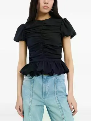 ROTATE BY BIRGER CHRISTENSEN Ruched Puff-sleeve Top