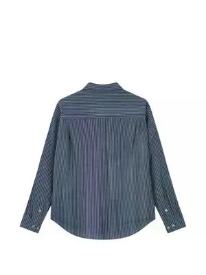 STUDIO TOMBOY Striped Chest-pockets Cotton Shirt - Blue