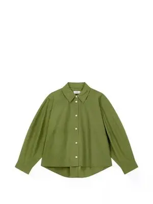 STUDIO TOMBOY Raglan-sleeve Button-down Cotton Shirt - Green