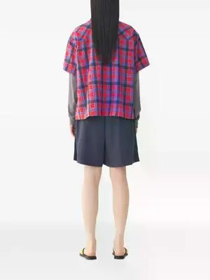 STUDIO TOMBOY Check-pattern Short-sleeve Cotton Shirt