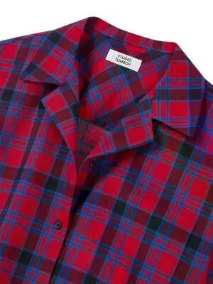 STUDIO TOMBOY Check-pattern Short-sleeve Cotton Shirt