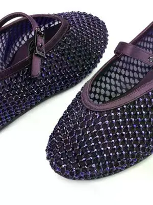 LE SILLA Gilda Crystal-embellished Mesh Ballet Flats - Purple
