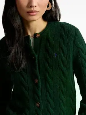 Polo Ralph Lauren Cable-knit Cardigan With Embroidered Pony - Green