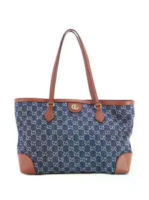 Gucci Ophidia Shopping Gg Denim Medium Tote Bag - Blue