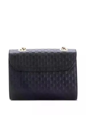 Gucci Emily Chain Flap Bag Microssima Leather Mini Shoulder Bag - Black