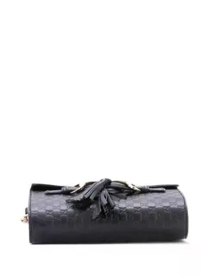 Gucci Emily Chain Flap Bag Microssima Leather Mini Shoulder Bag - Black
