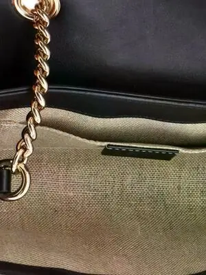 Gucci Emily Chain Flap Bag Microssima Leather Mini Shoulder Bag - Black
