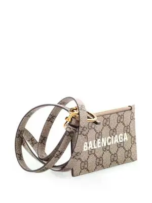 Gucci X Balenciaga The Hacker Project Zip Case With Strap Gg Coated Canvas Card Holder