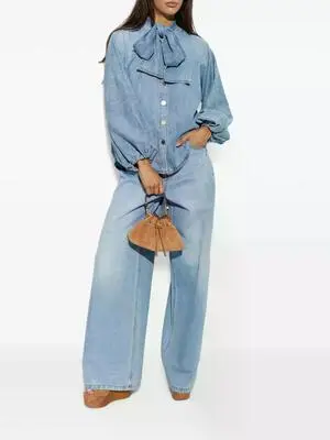 Zimmermann Tie Neck Denim Shirt