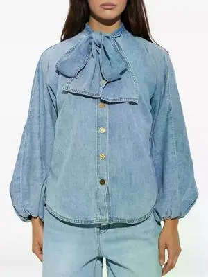 Zimmermann Tie Neck Denim Shirt