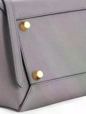 Celine Textured Leather Mini Shoulder Bag - Grey