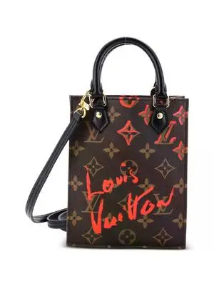 LOUIS VUITTON Petit Sac Plat Bag Limited Edition Fall In Love Monogram Canvas Tote Bag - Brown