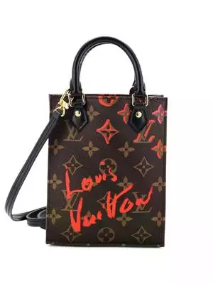 LOUIS VUITTON Petit Sac Plat Bag Limited Edition Fall In Love Monogram Canvas Tote Bag - Brown