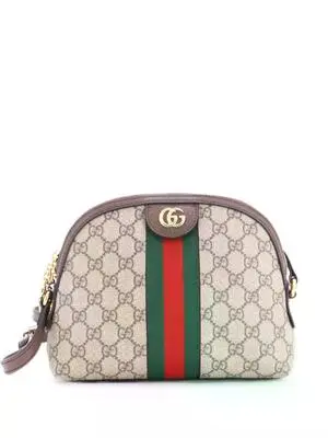 Gucci Ophidia Gg Coated Canvas Dome Shoulder Bag - Brown