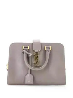 Saint Laurent Monogram Cabas Leather Baby Satchel - Grey