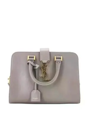 Saint Laurent Monogram Cabas Leather Baby Satchel - Grey