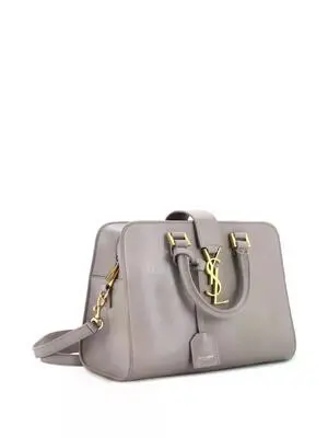 Saint Laurent Monogram Cabas Leather Baby Satchel - Grey