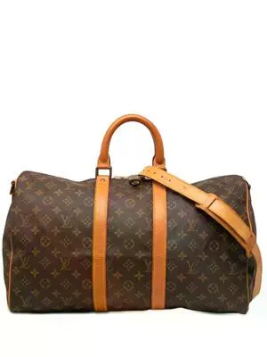 LOUIS VUITTON Monogram Keepall Bandouliere 45 Travel Bag - Brown