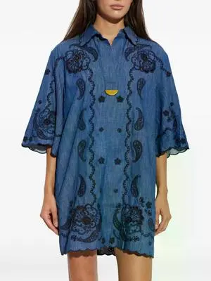 Zimmermann Embroidered Denim Mini Dress