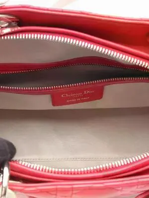 Dior Large Lambskin Cannage Lady Satchel - Red