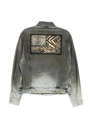Roberto Cavalli Embroidered Denim Tucker Jacket - Grey