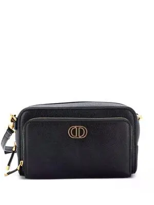 Dior Caro Double Pouch Leather Crossbody Bag - Black