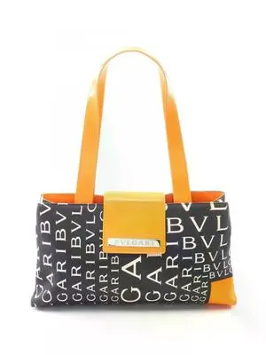 BVLGARI 2010-2026 Logomania Canvas Shoulder Bag - Black