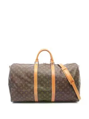 LOUIS VUITTON 1993 Monogram Keepall Bandouliere 55 Travel Bag - Brown