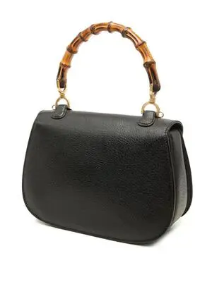 Gucci Grained Calfskin Bamboo Night Satchel - Black