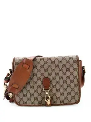 Gucci Marrakech Messenger Bag Gg Canvas With Leather Medium Crossbody Bag - Brown