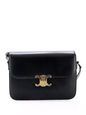 Celine Triomphe Shoulder Bag In Smooth Calfskin - Black