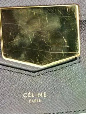 Celine Trotteur Grainy Leather Medium Crossbody Bag - Grey