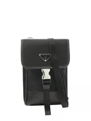 Prada Saffiano Trimmed Re-nylon Phone Case Crossbody Bag - Black