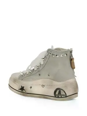 R13 Embellished Distressed High Top Sneakers