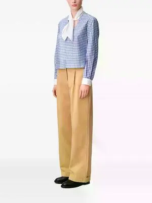 Claudie Pierlot Checked Poplin Blouse With Tie-neck Collar - Blue