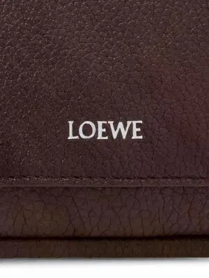 Loewe Grained Leather Shoulder Bag With Logo Print - Brown