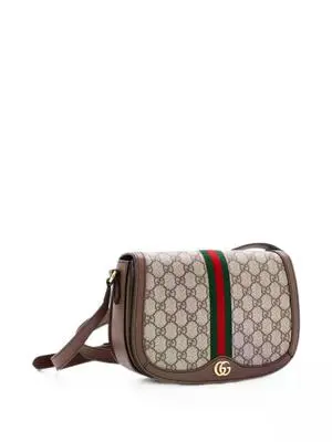 Gucci Ophidia Saddle Flap Gg Coated Canvas Small Shoulder Bag - Brown