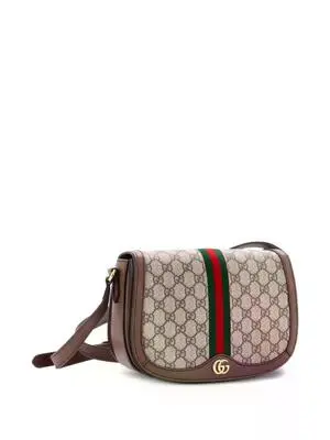 Gucci Ophidia Saddle Flap Gg Coated Canvas Small Shoulder Bag