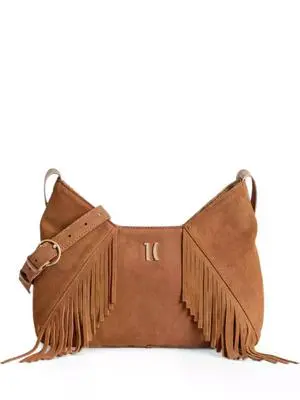 ALVIERO MARTINI 1° CLASSE Free Spirit Fringe-detail Suede Shoulder Bag - Brown