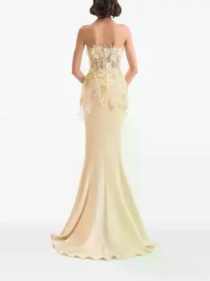 GEMY MAALOUF Floral-appliqué Peplum Corset