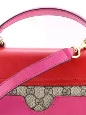 Gucci Padlock Top Handle Bag Gg Coated Canvas And Leather Small Satchel - Multicolour