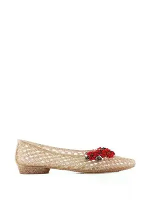 HEAVENLY JELLY Flower Embellished Glitter Ballet Flats
