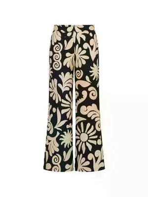 CALA DE LA CRUZ Toya Floral-print Trousers - Black