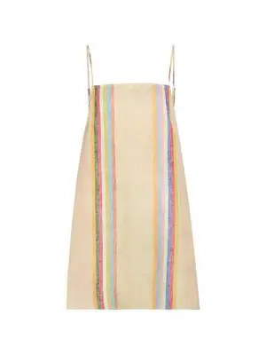 Staud Striped-pattern A-line Mini Dress - Neutrals