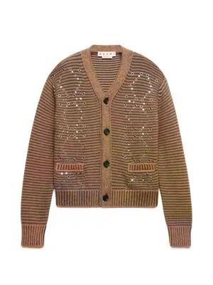 Marni Stud-embellished Striped Cardigan