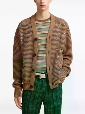 Marni Stud-embellished Striped Cardigan