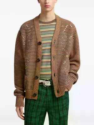 Marni Stud-embellished Striped Cardigan