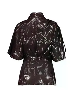 ELLERY High-neck Metallic-effect Blouse - Brown